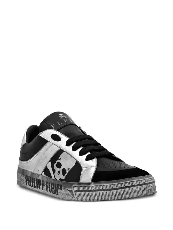 Philipp Plein Retro Kickz Leather Sneakers - Black