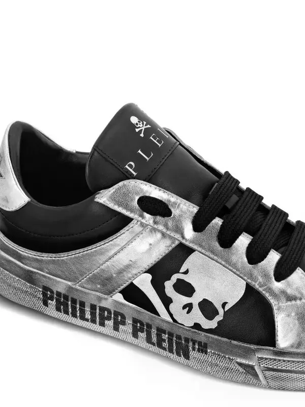 Philipp Plein Retro Kickz Leather Sneakers - Black