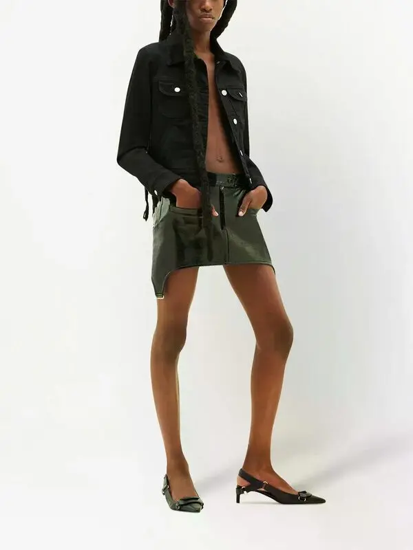 COURREGES Bretelles Vinyl Mini Skirt - Black