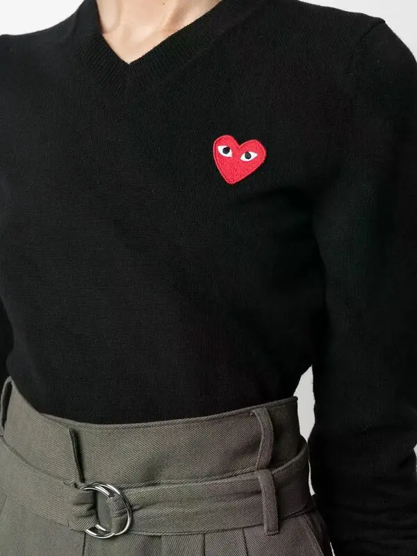 Play Comme Des Garcon Motif V-neck Jumper