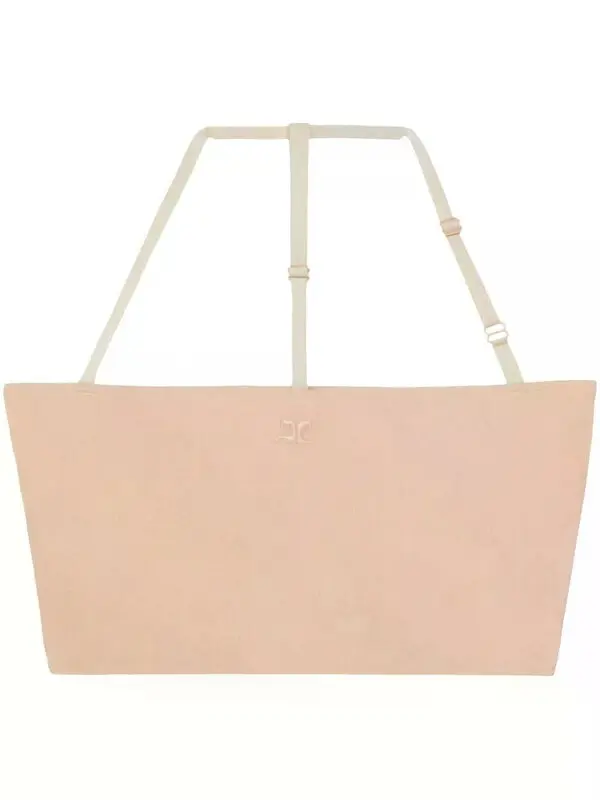COURREGES 2nd-skin Embroidered-logo Bra Top - Neutrals
