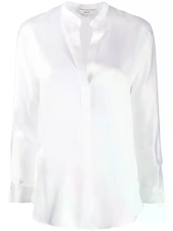 Vince Open Neck Loose Fit Blouse - White