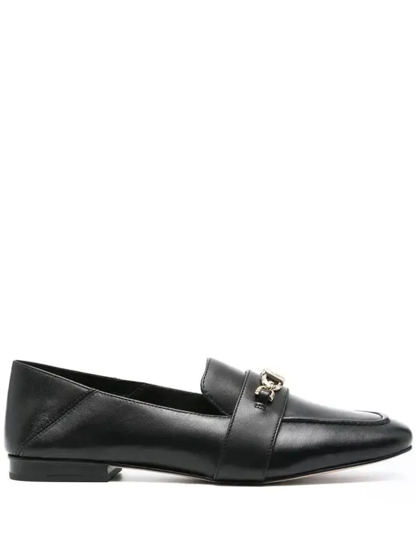 Michael Kors Logo-plaque Leather Loafers - Black