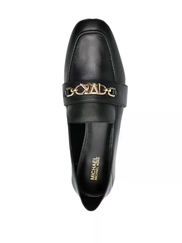 Michael Kors Logo-plaque Leather Loafers - Black