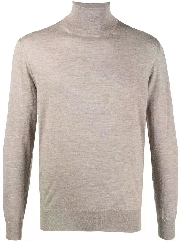 CRUCIANI Silk-cashmere Blend Roll-neck Jumper - Brown