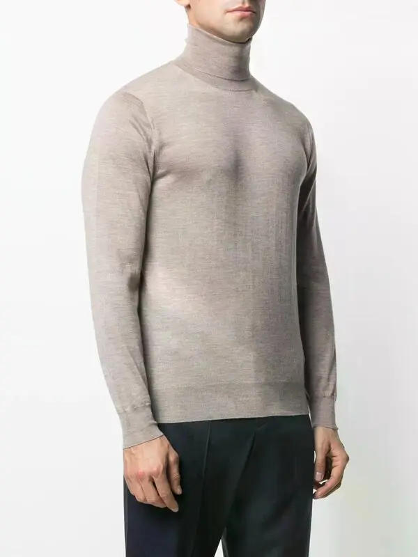 CRUCIANI Silk-cashmere Blend Roll-neck Jumper - Brown