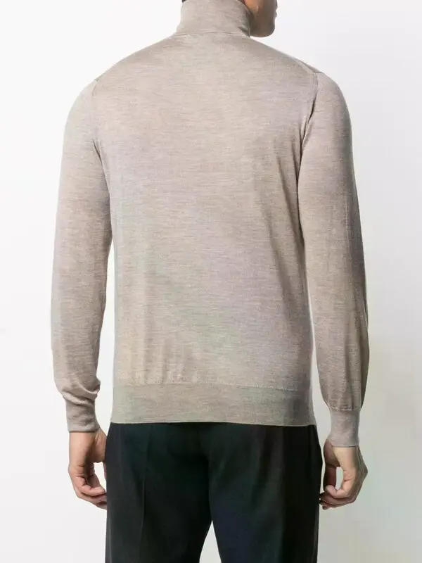 CRUCIANI Silk-cashmere Blend Roll-neck Jumper - Brown