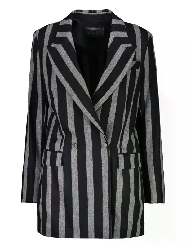 Lorena Antoniazzi Striped Double-breasted Blazer - Black