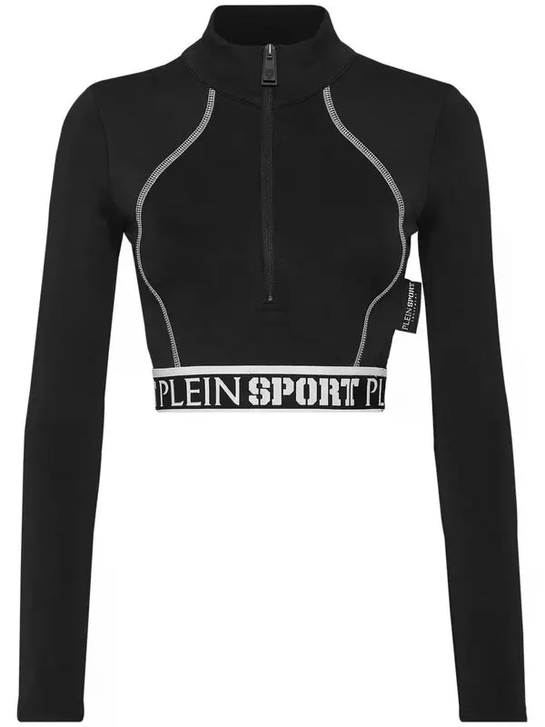 PLEIN SPORT Logo-underband Crop Top - Black