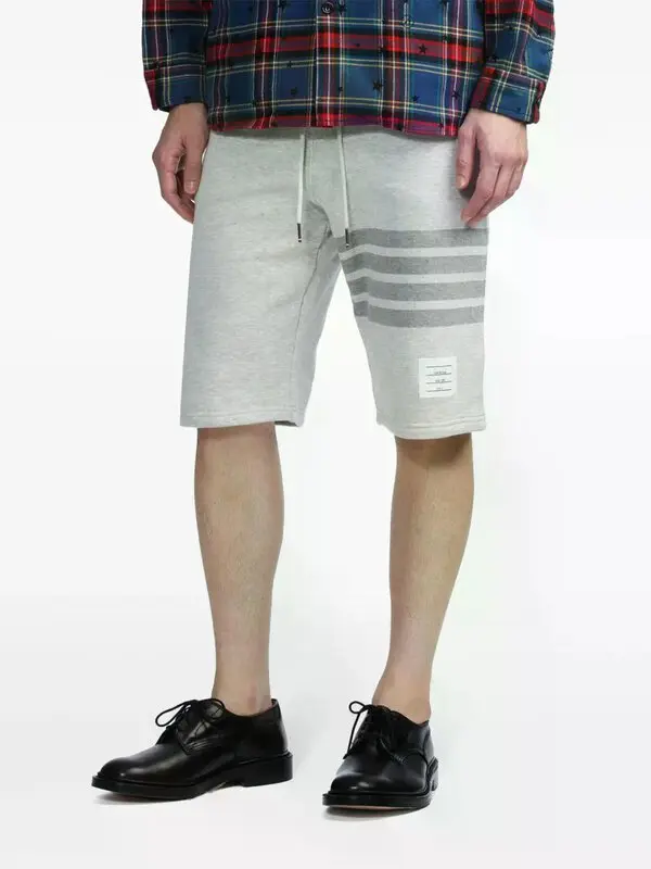Thom Browne Classic Loopback Sweatshorts With Signature Stripes - Grey