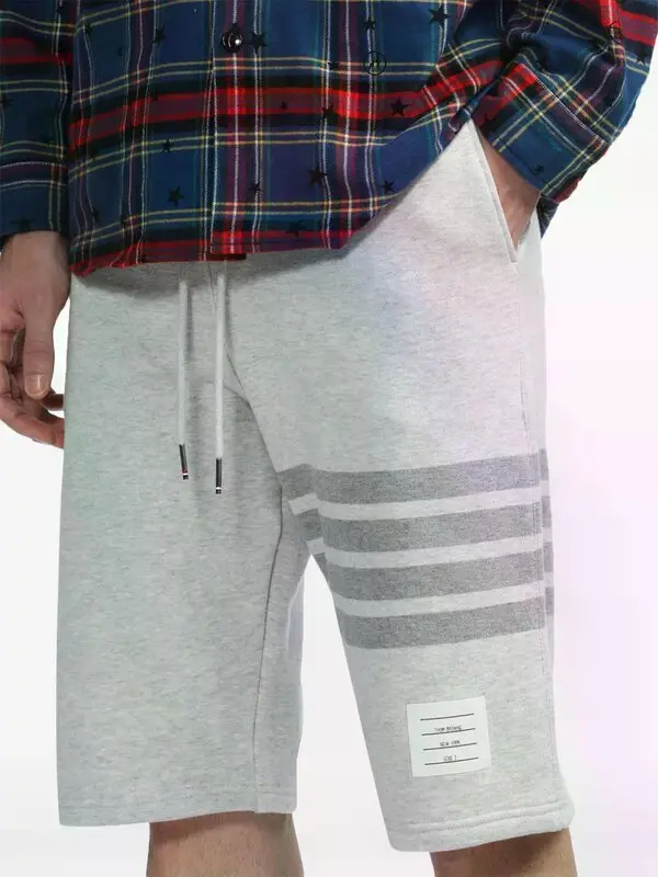 Thom Browne Classic Loopback Sweatshorts With Signature Stripes - Grey