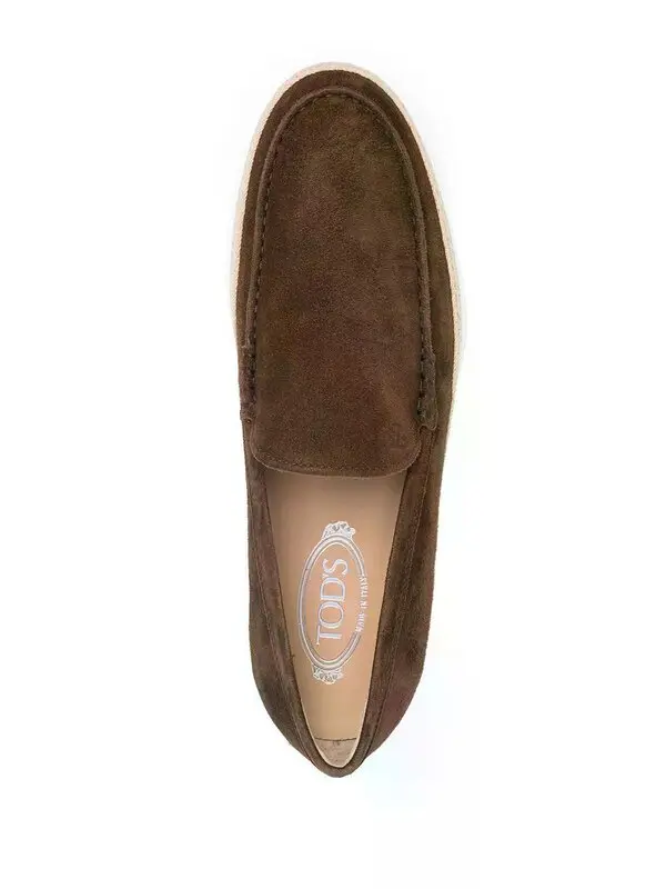 TOD'S Almond-toe Suede Loafers - Brown