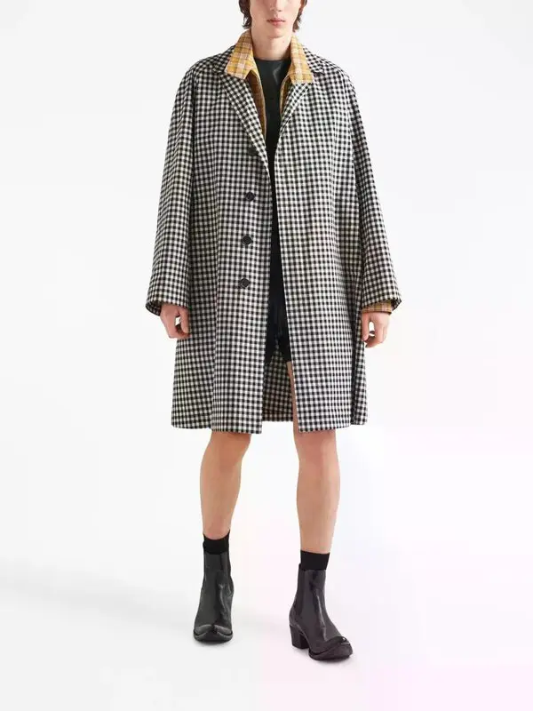 Prada Gingham-check Cotton Coat