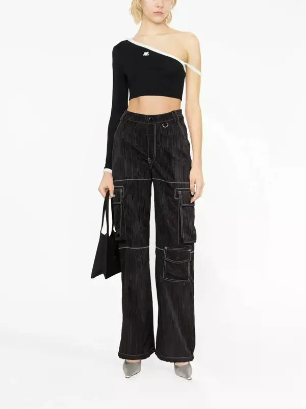 COURREGES One-shoulder Knitted Crop Top