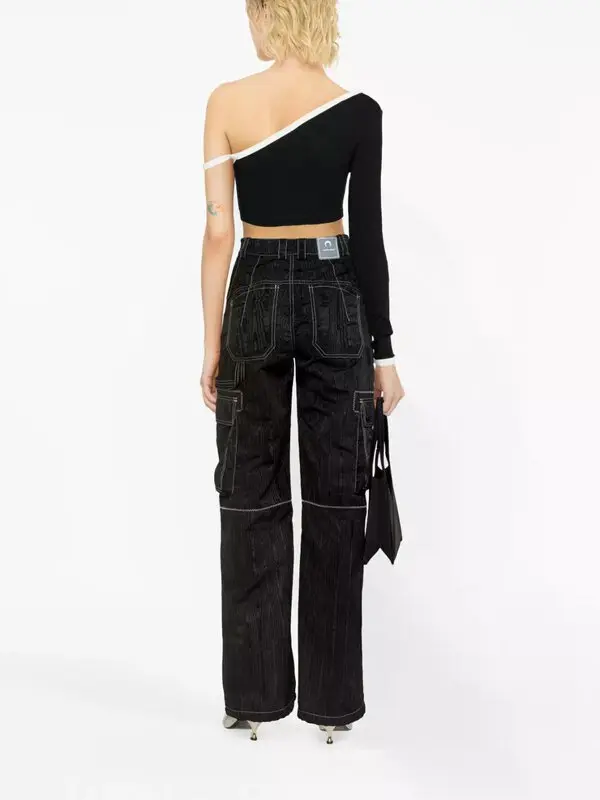 COURREGES One-shoulder Knitted Crop Top