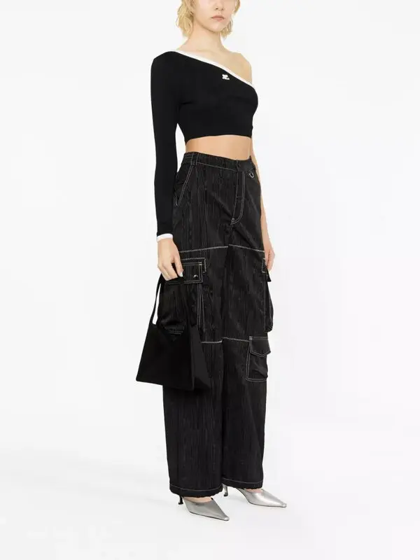 COURREGES One-shoulder Knitted Crop Top