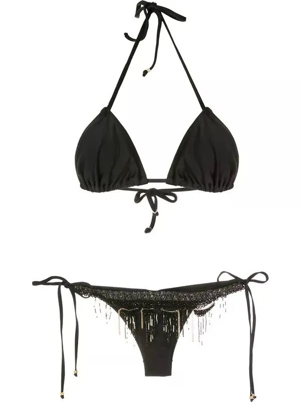 AMIR SLAMA Embroidered Triangle Bikini Set - Black