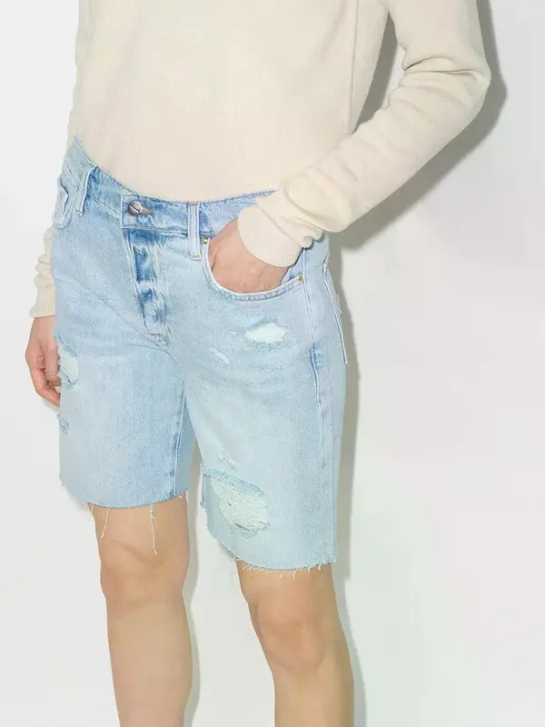 FRAME Le Slouch Distressed Bermuda Shorts