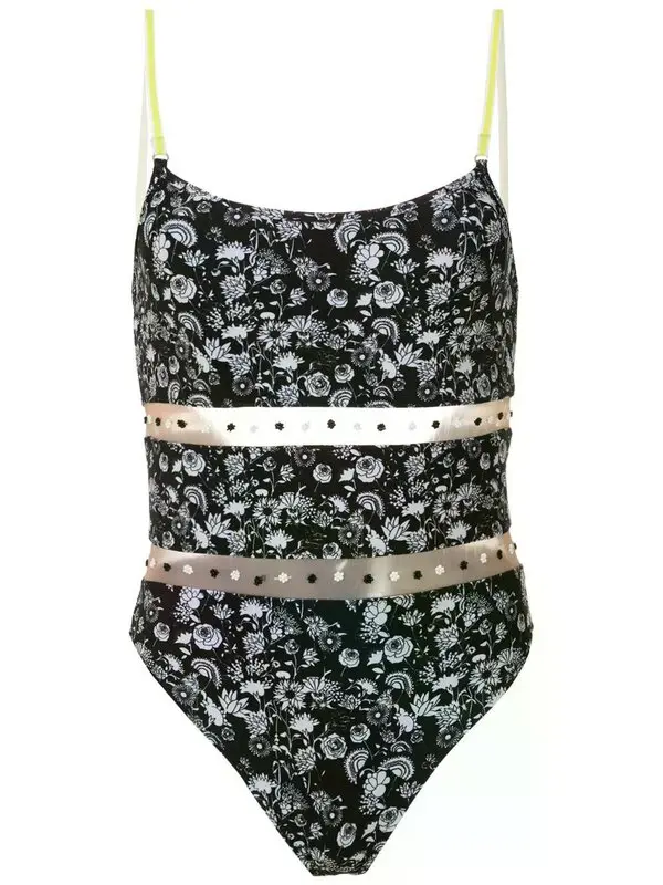 AMIR SLAMA Margarida Printed Swimsuit - Black