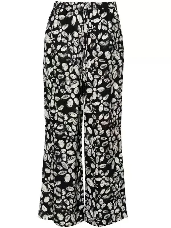 Marni Floral Crepe Straight Trousers - Black