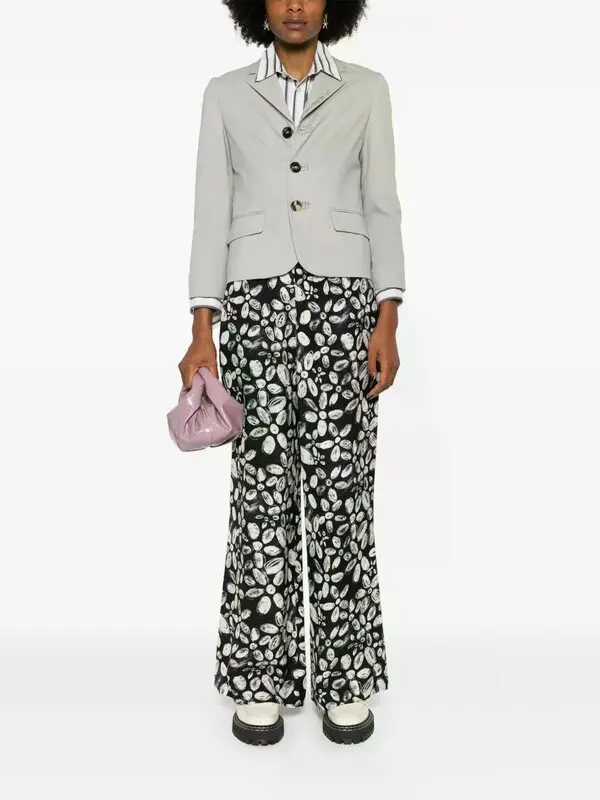 Marni Floral Crepe Straight Trousers - Black