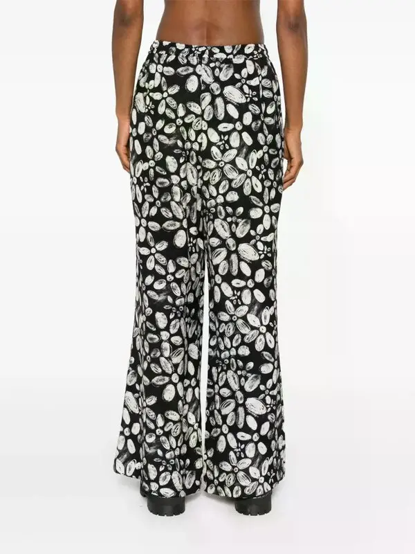 Marni Floral Crepe Straight Trousers - Black