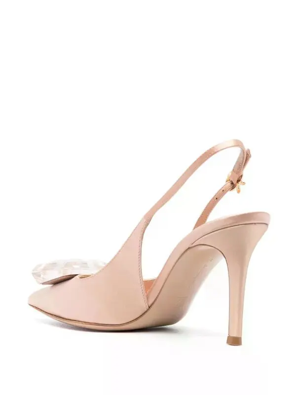 GIANVITO ROSSI Satin Crystal Embellished Slingback Pumps