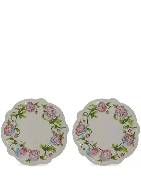 LES-OTTOMANS Ortensie Ceramic Presentation Plates - White