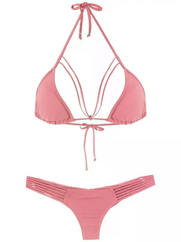 AMIR SLAMA Strappy Triangle Bikini Set - Pink