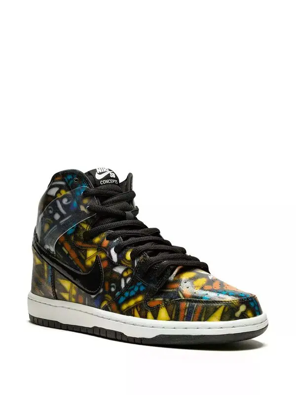 Nike X Concepts Dunk High Pro Sb Stained Glass Special Box Sneakers - Black
