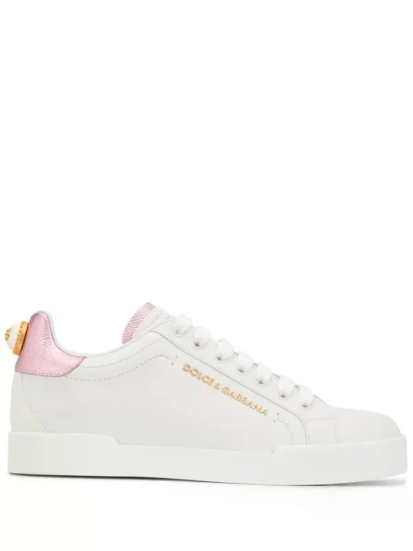 Dolce & Gabbana Portofino Leather Sneakers - White