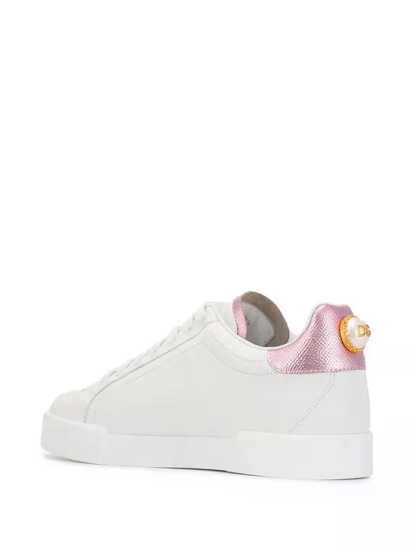 Dolce & Gabbana Portofino Leather Sneakers - White