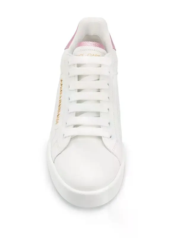 Dolce & Gabbana Portofino Leather Sneakers - White