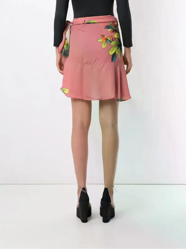 AMIR SLAMA Paneled Print Wrap Skirt - Pink