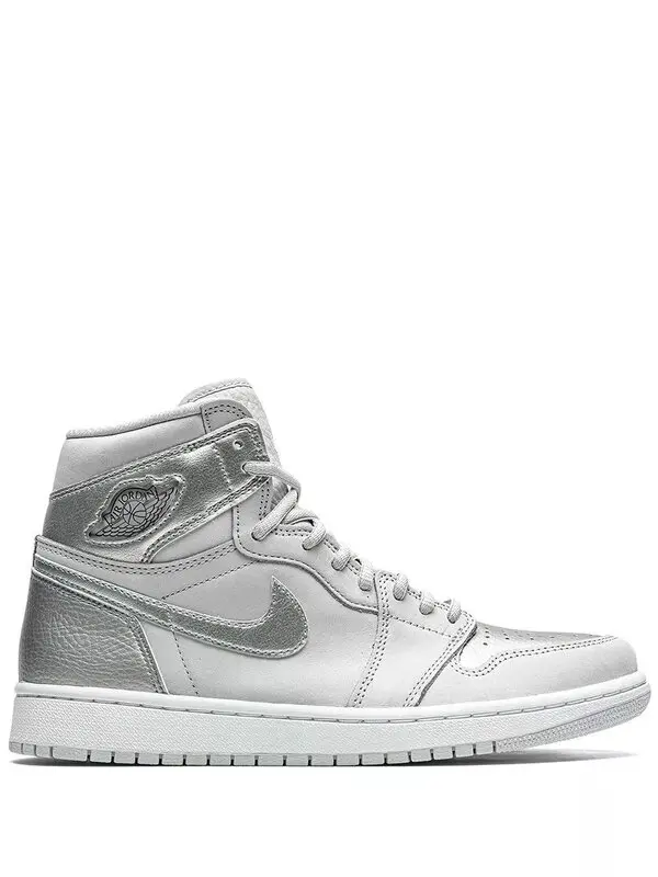 JORDAN Air 1 Retro High Co.jp Metallic Silver Sneakers - Grey