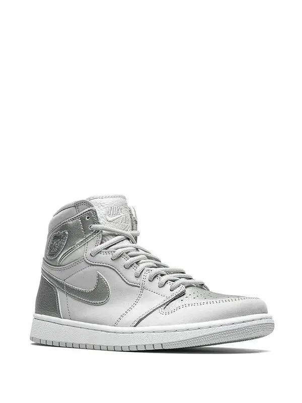 JORDAN Air 1 Retro High Co.jp Metallic Silver Sneakers - Grey