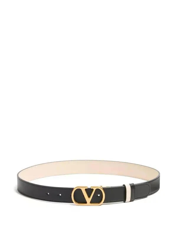 Valentino Garavani Vlogo Signature Leather Belt - Black