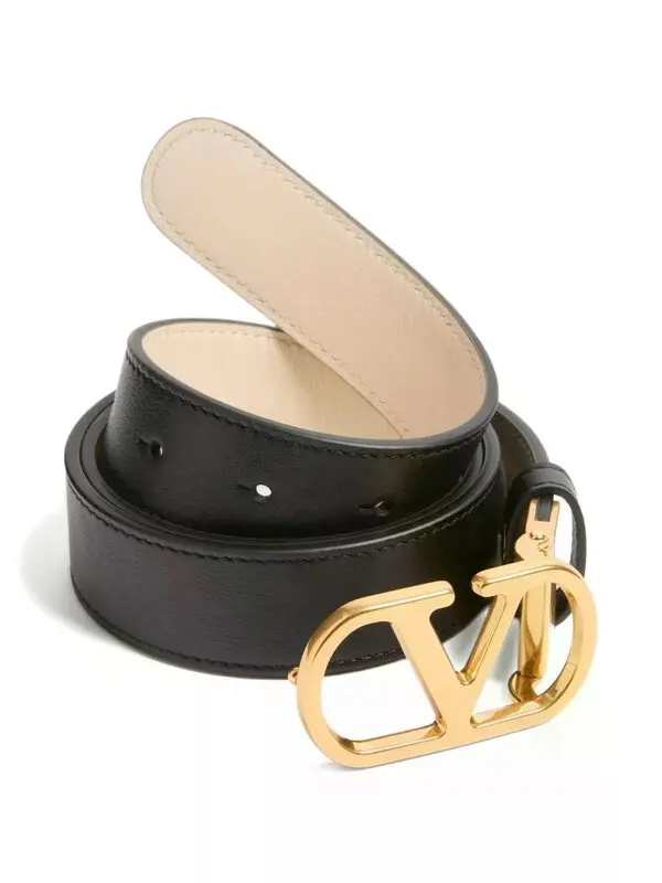 Valentino Garavani Vlogo Signature Leather Belt - Black