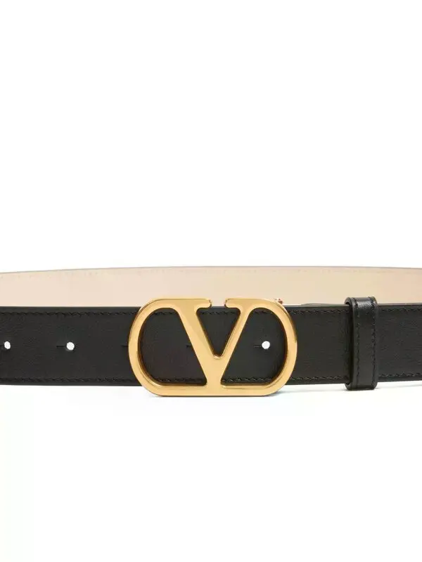 Valentino Garavani Vlogo Signature Leather Belt - Black