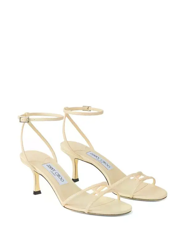 JIMMY CHOO Elaphe Printed Leather Leo 65 Sandals - Yellow