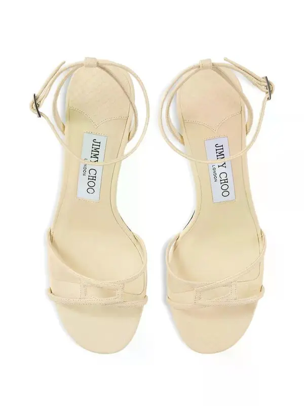 JIMMY CHOO Elaphe Printed Leather Leo 65 Sandals - Yellow