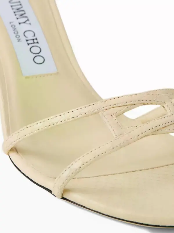 JIMMY CHOO Elaphe Printed Leather Leo 65 Sandals - Yellow