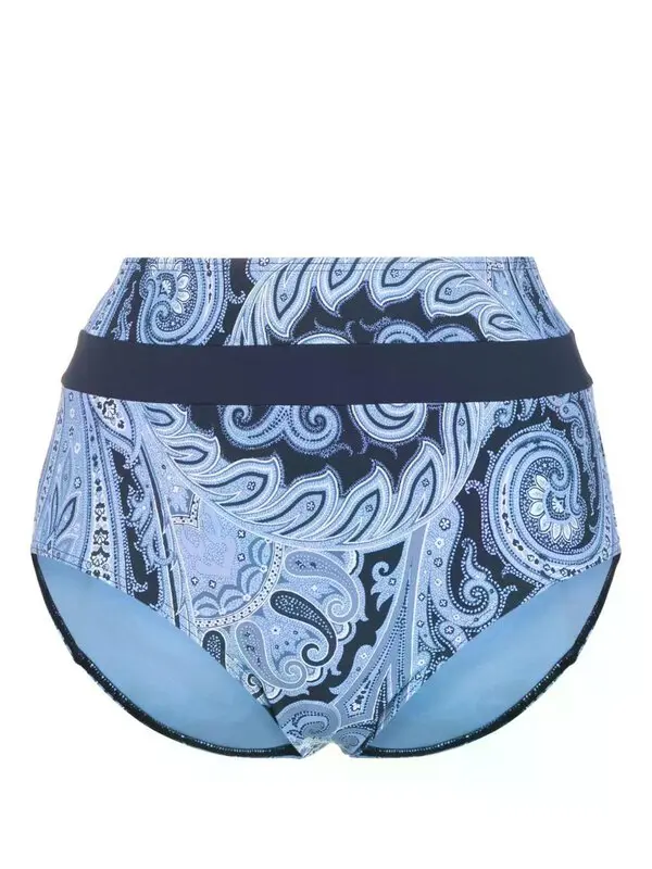 Marlies Dekkers Cache Coeur Paisley-print High-waisted Bikini Bottoms - Blue