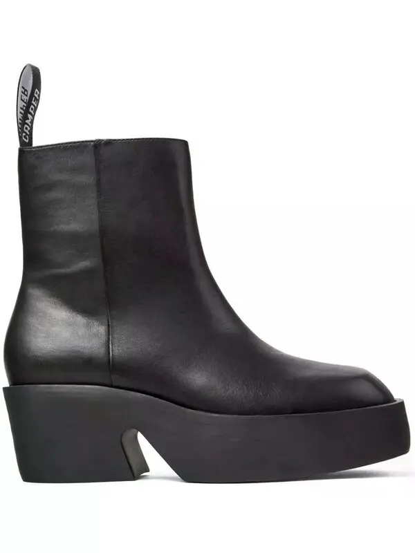 Camper Billie Leather Ankle Boots - Black
