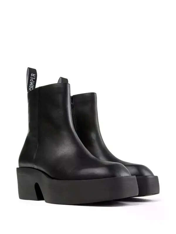 Camper Billie Leather Ankle Boots - Black