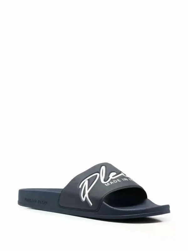 Philipp Plein Embossed Logo Slides - Blue