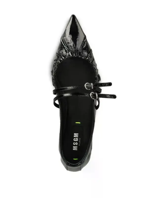 MSGM Ruched Ballet Flats - Black