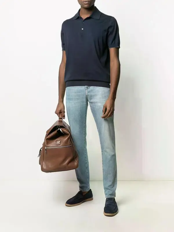 Brunello Cucinelli Fine Knit Short-sleeved Polo Shirt