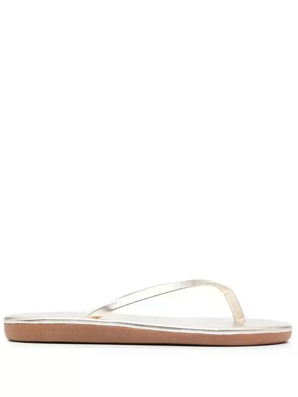 ANCIENT GREEK SANDALS Saionara Leather Flip Flops - Metallic