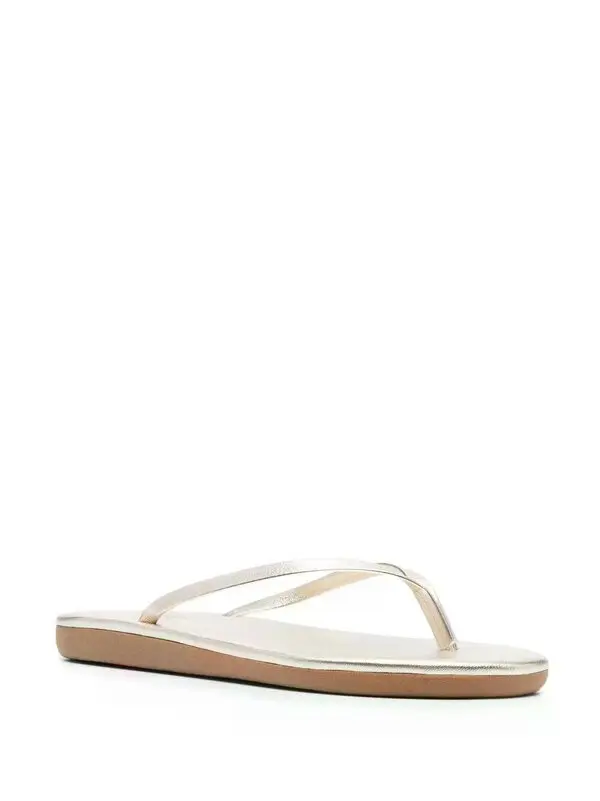 ANCIENT GREEK SANDALS Saionara Leather Flip Flops - Metallic
